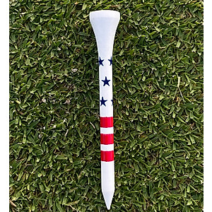 American Golf USA Golf Tees - 100 Pack of 2-3/4 Inch - American Pride Flag Design, Professional Length Tee, red white and blue