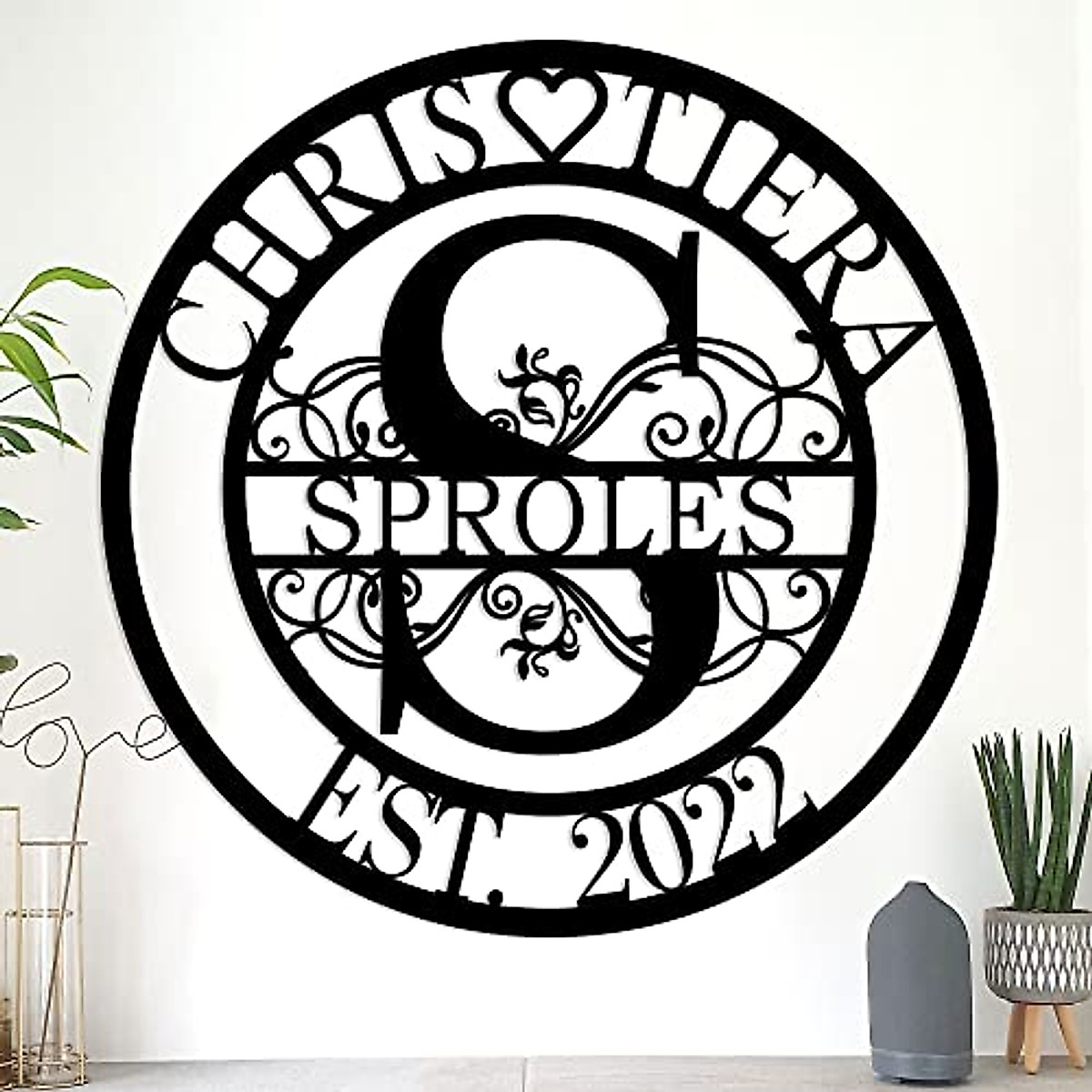 Custom Metal Sign, Metal Wall Art, Metal Name Signs Personalized, Custom Signs Outdoor Metal, Monogram Wall Decor, Home Decor, Anniversary Couples Gifts, Wedding Decorations, Last Name Signs for Home