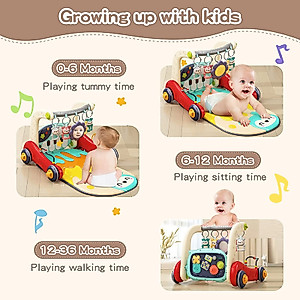 Baby Gym Play Mat Baby Animals Activity Gym for Sensory and Motor Skill Development, Language Discovery, Thicker and Non Slip Baby Play Gym Mat for Babies and Toddlers