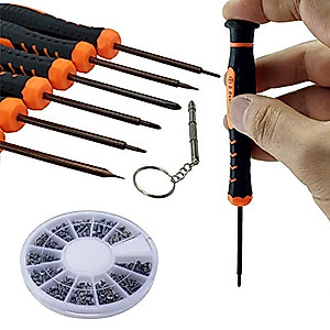 Hscakee Eyeglass Repair Kit with 6 PCS Flathead and Phillips Screwdrivers and Glasses Screws for Glasses, Eye Glass, Sunglass Repair