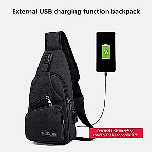 Crossbody Bags, Waterproof Strap Bag With USB Hole, Hiking Backpack Multipurpose Crossbody Chest Bag