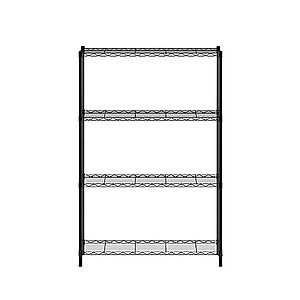 Furinno Wayar 4-Tier Metal Storage Shelf Rack, 36 x 14 x 54, Black