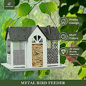 Kingsyard Bird Feeder House for Outside, Metal Mesh Wild Bird Feeder with Triple Feeders for Finch Cardinal Chickadee, Large Capacity, Weatherproof and Durable
