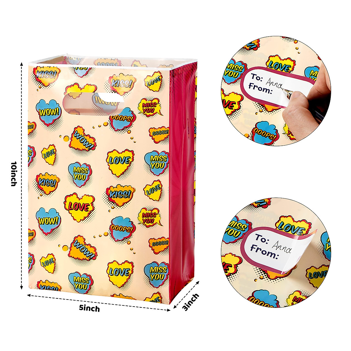 JOYIN 60 Pcs Valentine’s Day Plastic Gift Bag Treat Bags, Plastic Candy Bags for Kids Valentine Party Favor, Goodie Bags for Classroom Gift Exchange Prizes and Gift Giving Party Supplies