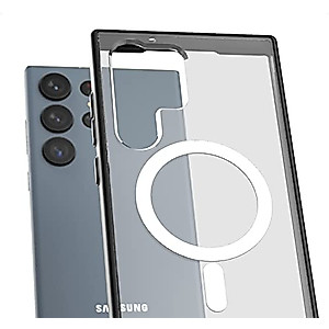 Encased Clear Case Designed for Samsung Galaxy S23 Ultra Magnetic Case with Removeable Phone Holder Grip/Kickstand - Compatible with MagSafe Charging & Accessories