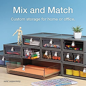 Pendaflex Stackable Drawer, Durable Plastic, Silicon Handles, Tinted Drawers, Single, Gray, 9" x 7" x 3.5", Medium, 1 Piece (41792)