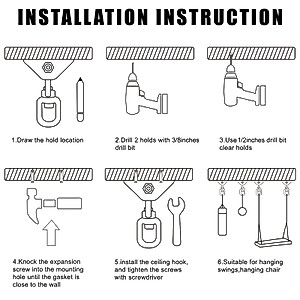 Aisto Heavy Duty Swing Hangers for Wooden Sets 2000 LB Capacity Hammock Hanger 360 Swivel Stainless Steel Swing Hardware Accessories 2 Packs for Porch Playground Yoga Heavy Bag