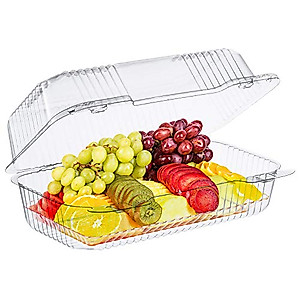 The Bakers Pantry cake roll container Clear Hinged Lid disposable 9"x 5 great for Loaf Deep Cookies plastic containers disposable donut cookie sandwich clamshell containers for food (Pack of 50)