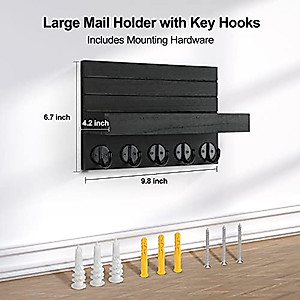 Lwenki Key Holder for Wall, Decorative Key and Mail Holder with Shelf Has Large Key Hooks for Bags, Coats, Umbrella – Paulownia Wood Key Hanger with Mounting Hardware (9.8”W x 6.7”H x 4.2”D)