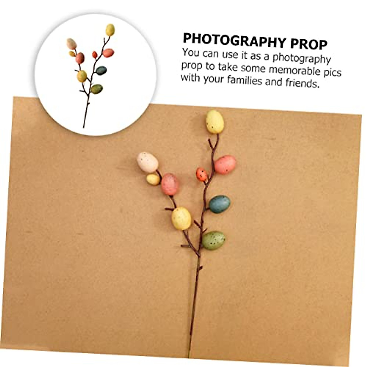 Artibetter 3pcs 5 Egg Decoration Easter Egg Vine Easter Eggs Decor Easter Party Favors Easter Vase Filler Spring Egg Stems Easter Picks with Pastel Easter Eggs Flower Shape Plant Basket Foam