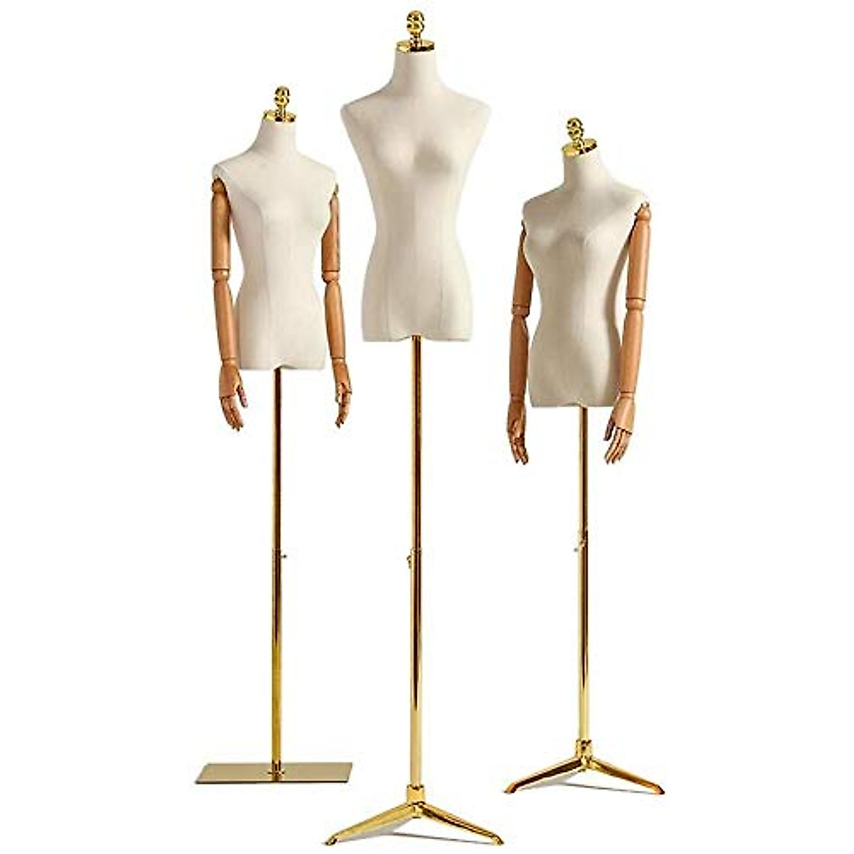 Mannequin Torso Mannequin Dress Form Torso Female Mannequin Dressmakers Dummies Fashion Students Display Bust with Metal Base Height Adjustable for Clothing Show (Gold Small)