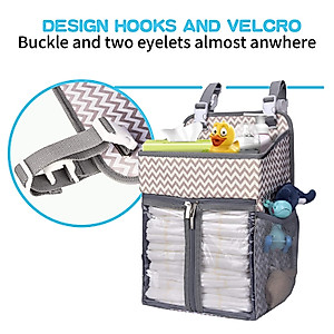 BAGLHER Hanging Diaper Organizer,Baby Diaper Organizer is Suitable for Hanging on Diaper Table,Nursery, and All Cribs.Baby Supplies Storage Diaper Rack,Diaper Stacker.