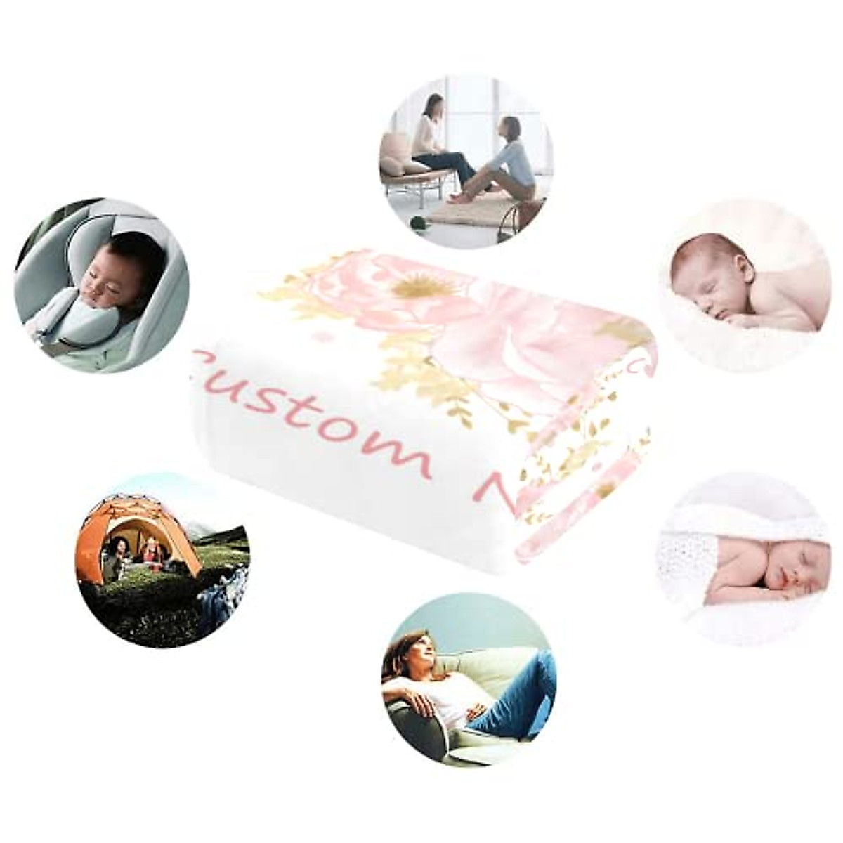 Eyesoul Personalized Name Blanket,Custom Super Soft Throw Baby Blanket with Name and Flower & Crown,Gifts for Baby and Girls,Suitable for Newborns and Toddler.30x40