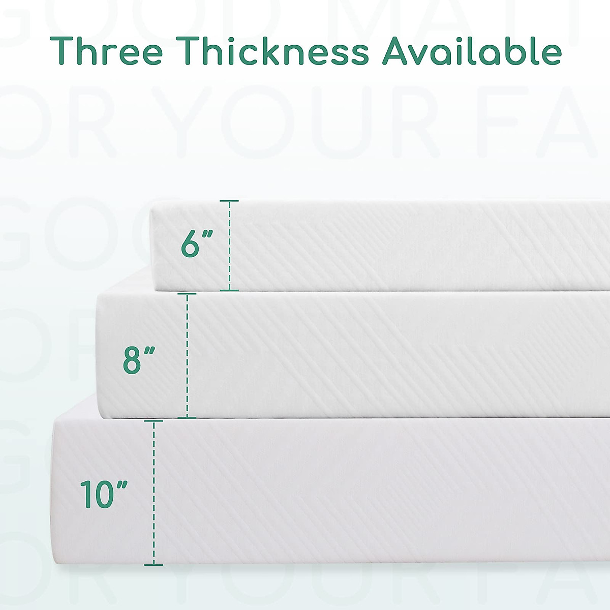 Airdown Twin XL Mattress, 10 Inch Memory Foam Mattress in a Box, Medium Firm Green Tea Twin XL Size Mattress for Cool Sleep & Pressure Relief, CertiPUR-US Certified, Made in USA, White