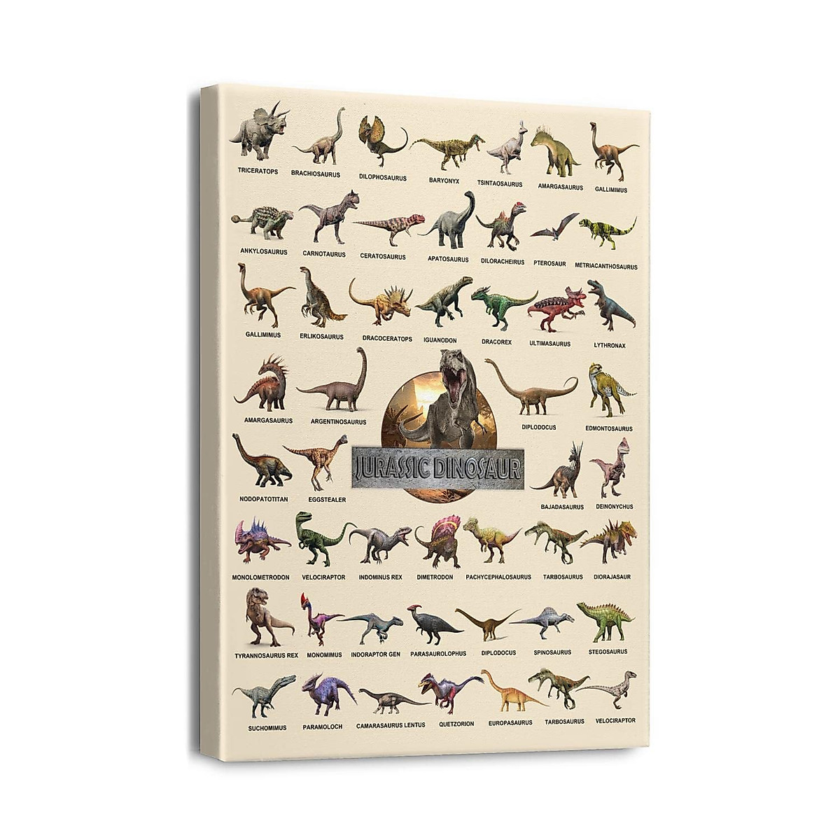 Dinosaur Wall Art Decor for Boys Room,Jurassic Dino World Park Wall Decor for Kids Bedroom Framed Ready to Hanging 12x16 inches