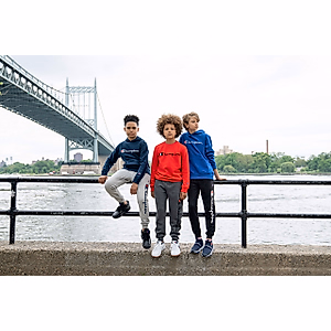 Champion Boys Two Piece Classic Core Colors Hooded And Crewneck Sweatshirt And Fleece Jogger Sweatpants Infant Toddler Sets (12 Months, Scarlet/Crew)