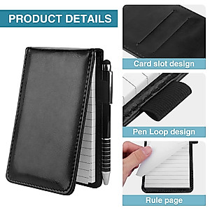 11pcs Pocket Notepad Set, Pocket Notepad Holder, Mini Memo Book Refill with 50 Lined Sheets, Metal Pen, Office & School Supplies(size:11pcs)