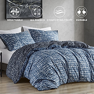 Comfort Spaces Twin Comforter Set - Blue Dorm Bedding for All Season, Ultra Soft 2 Pieces Reversible Comforter with 1 Matching Sham,Easy Care, Machine Washable, Twin/Twin XL