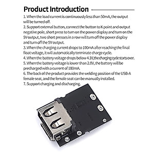 Teyleten Robot Type-C USB 5V 2A Boost Converter Step-Up Power Module Lithium Battery Charging Protection Board LED Display USB for DIY Charger (10PCS)