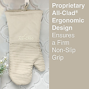 All-Clad Premium Silicone Oven Mitt: Heat Resistant to 500 Degrees - 100% Cotton & Silicone, 14"x7" Pot Holder for Kitchen and Barbeque, (1-Pack), Almond