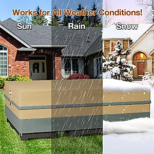 GREENER Patio Furniture Covers, Waterproof Outdoor Table Furniture Cover, Wind-Proof Anti-UV Patio Furniture Set Cover，Outdoor Dining Set Cover Rectangular 124" L × 70" W × 29" H （Beige）