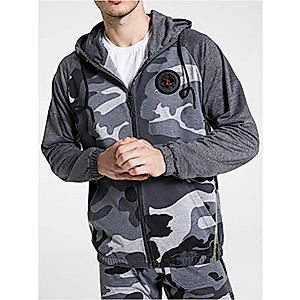 PASOK Men's Casual Tracksuit Set Long Sleeve Full-Zip Running Jogging Athletic Sweat Suits Style 2 Gray 2XL