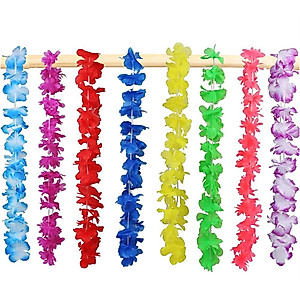 TSMJUWND Hawaiian Leis 100Pcs for Hawaii Tropical Luau Party Decoration(Colorful)