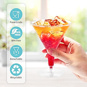 Kucoele 24 Pack 7 oz Plastic Martini Glasses, Disposable Small Cocktail Glasses Party Drinkware for Champagne, Mocktail, Margarita