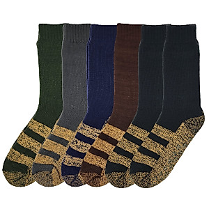 6 pairs Packs Thermal Lodge Socks for Men and Women, Heated Winter Non-Skid Boot Socks, Insulated for Cold (as1, numeric, numeric_10, numeric_13, regular, regular, Assorted Copper, 10-13)