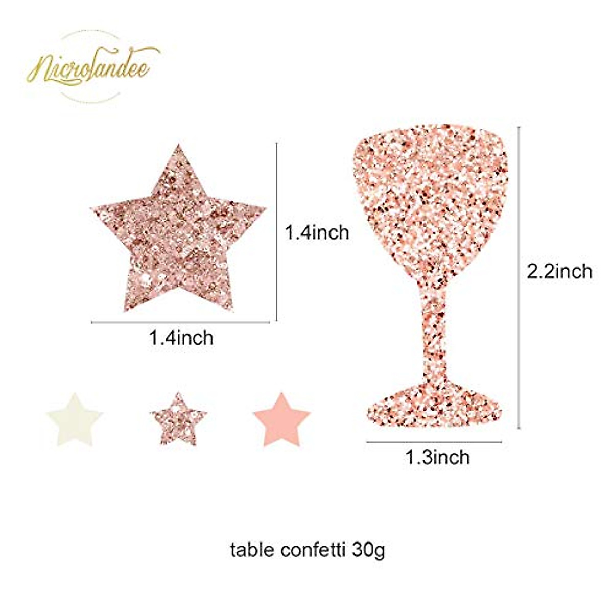 NICROLANDEE Rose Gold Party Decorations -12PCS Elegant Party Supplies Tissue Pom Poms Paper Lantern Glitter Confetti 30G for Wedding Bridal Shower Baby Shower Birthday Bachelorette Party Decorations