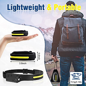 Headlamp Rechargeable - Head Lights for Forehead 2 Pack, Super Bright 230° Wide Beam Headlamps Headlight, Lightweight LED Headlamp for Camping Running Fishing - Headlamps for Adults