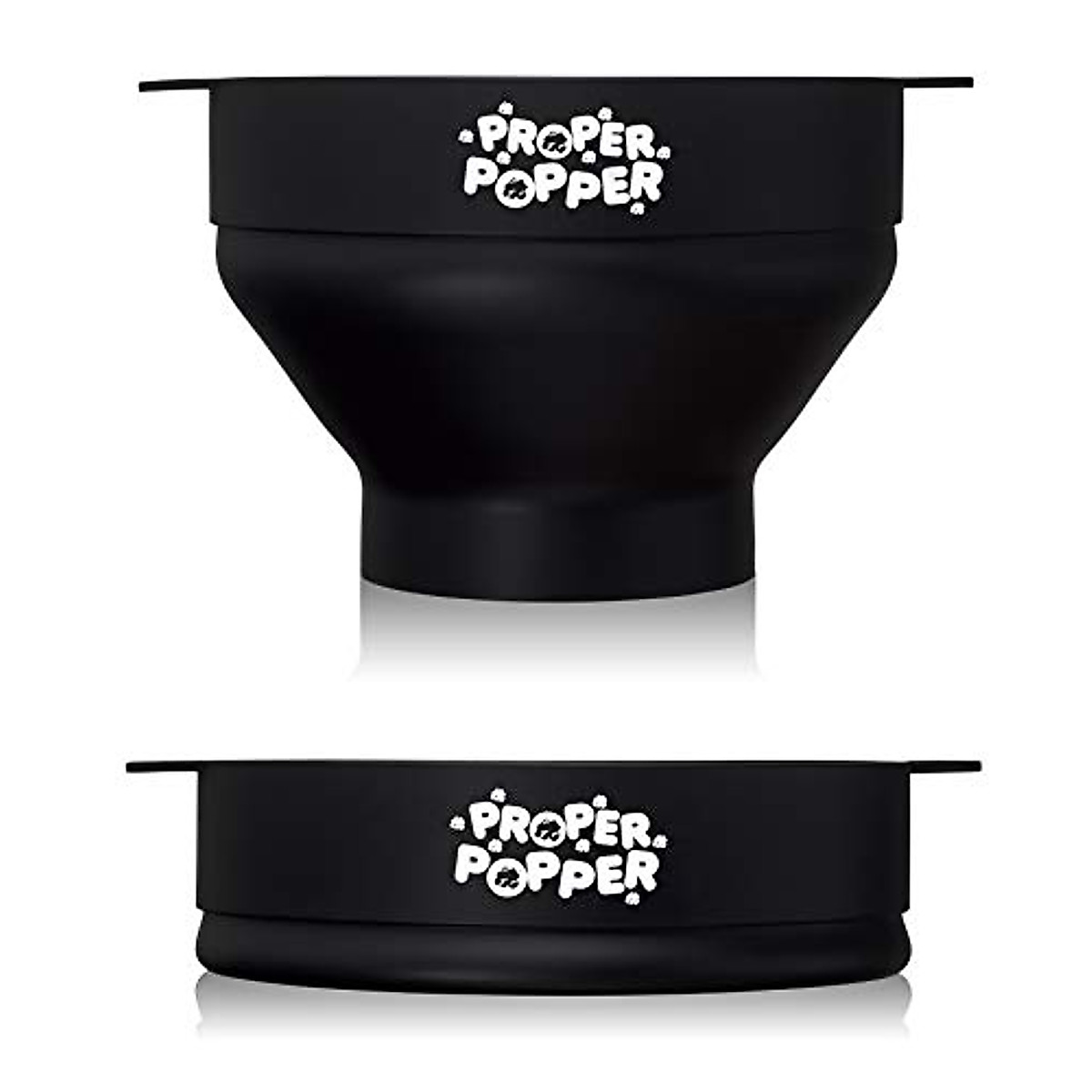 The Original Proper Popper Microwave Popcorn Popper, Silicone Popcorn Maker, Collapsible Bowl BPA Free & Dishwasher Safe - (Black)