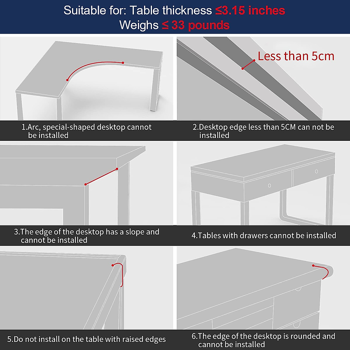 Vaydeer Ergonomic Desk Extender for Keyboard Foldable Keyboard Tray Desk Organizer