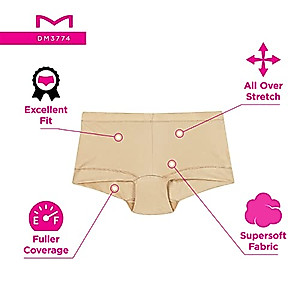 Maidenform Women's Microfiber Underwear Pack, Full Coverage Boyshort Panties, 3-Pack, Navy/Steel Grey/Camera Redy