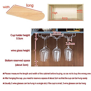V3VOGUE Steel Under Cabinet Wine Glass Holder Rack, Stemware Holder, 3/4/5/6/7/8 Row Glasses Storage Hanger, Hanging Champagne Goblets Holders, with Screws (Row : 6Row, Size : Width: 28cm)