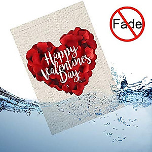 Mocossmy Valentine's Day Garden Flag,2 PCS Double Sided Heart Rose Love Tree Red Truck Decorative Burlap House Flag Yard Banner for Valentine's Day Wedding Anniversary Spring Outdoor Decoration