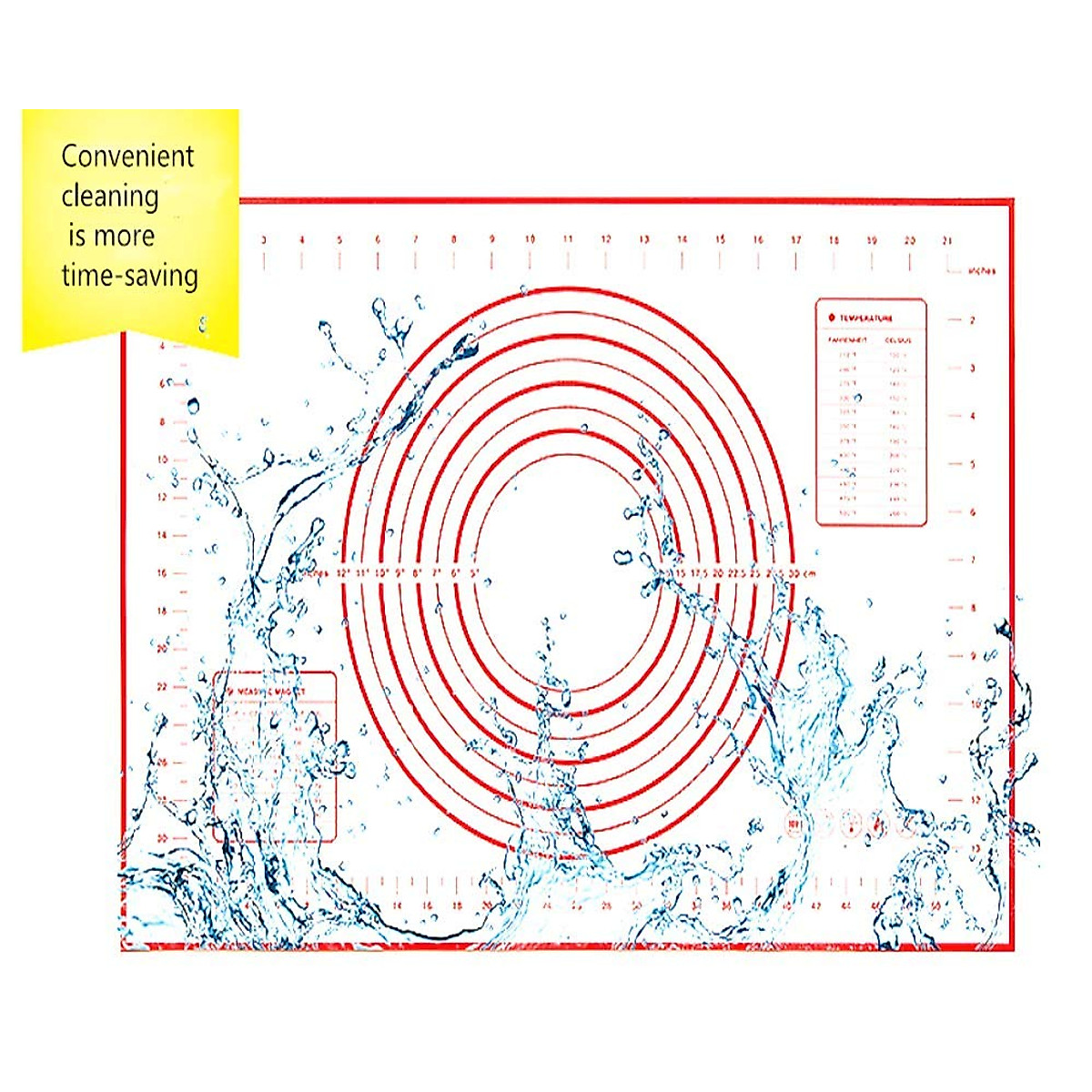 Rolling Pin nonstick and Silicone Baking Pastry Mat combo kit, Adjustable Rolling Pin With Thickness Rings, Rolling Pin for Baking Fondant, Pizza, Pie, Pastry, Pasta, Dough, Cookies (red)