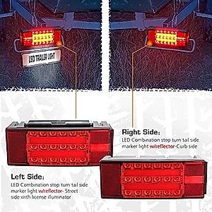 LINKITOM New Halo Rectangle Submersible LED Trailer Light, Super Bright Brake Stop Turn Tail License Lights for Camper Truck RV Boat Snowmobile Over 80" Inch