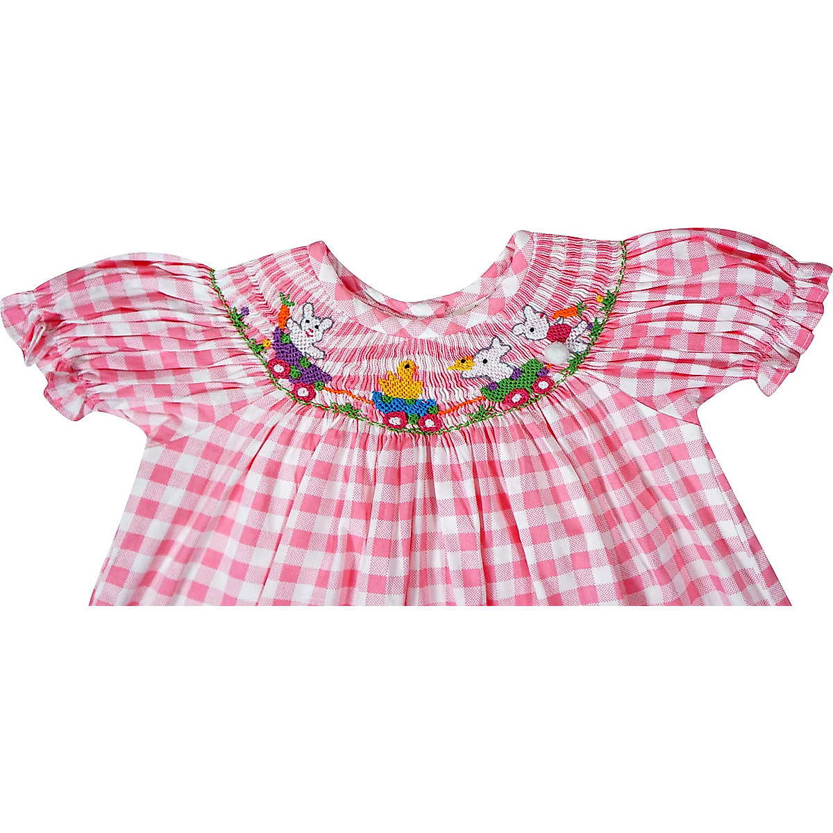 Baby Infant Girl Easter Bunny Parade Egg Hunting Hand Smocked Bishop Dress Pink Gingham 12 Months