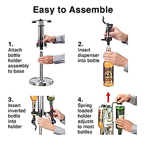 OGGI 3-Bottle Revolving Liquor Dispenser, Stainless Steel