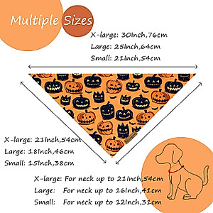 Raisingwell Halloween Dog Bandanas 2 Pack Bat Pumpkin Pattern Dog Bibs Reversible Washable Durable Fall Dog Scarf Suitable for Small to X- Large Breed Dog Boy and Girl (Large)