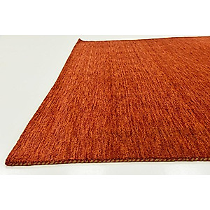 Unique Loom Solid Gava Collection 100% Natural Twisted Wool Modern Terracotta Area Rug (8' x 12')