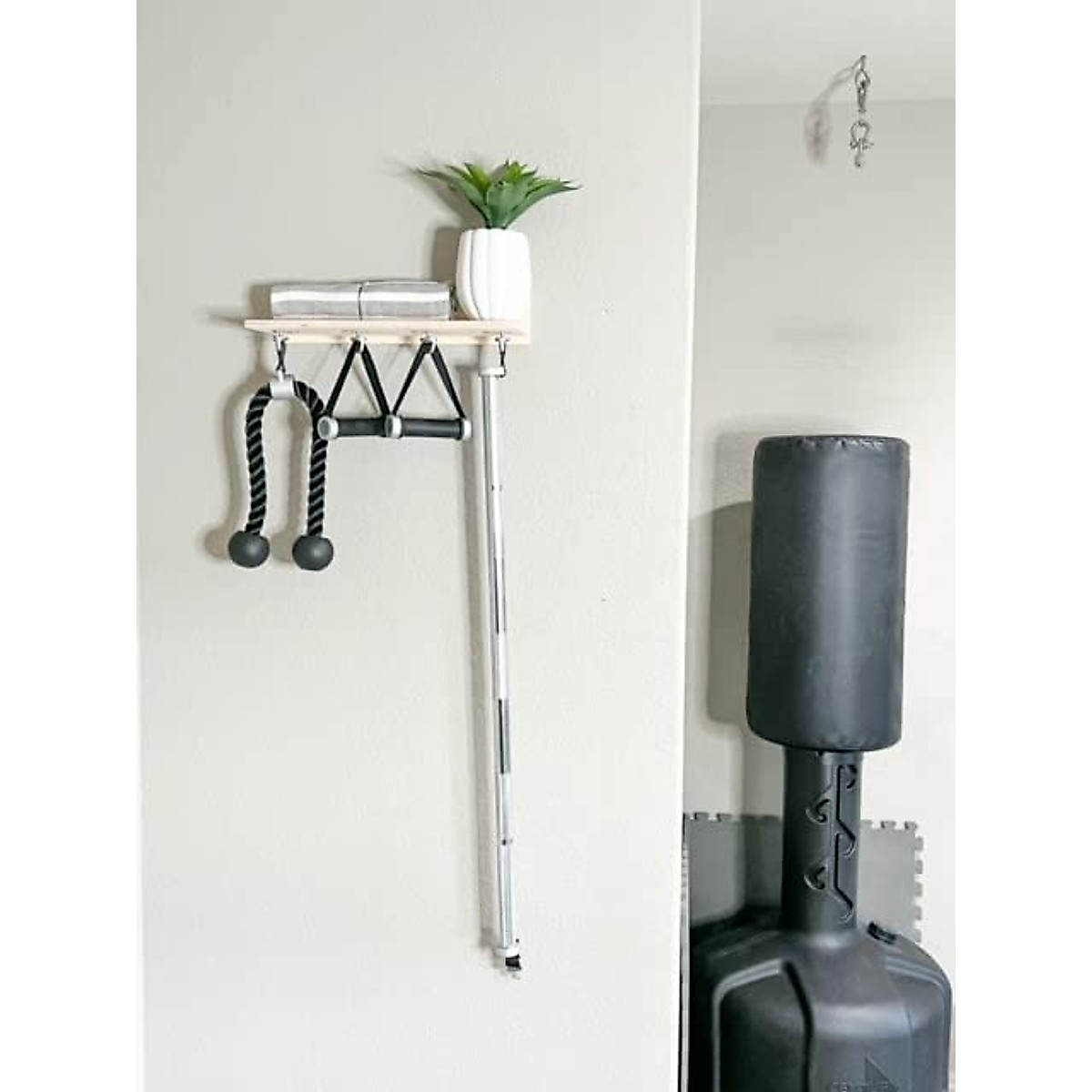 Bush Acres Dezirae- 18" Smart Gym Organizer - 4 Flush T Lock Clips - Includes Shelf - Compatible w Tonal TLock Accessories