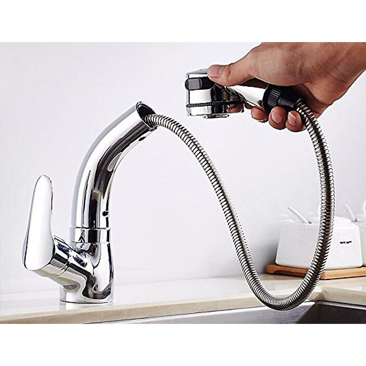 SJQKA Faucet The utility model relates to a retractable kitchen faucet, a hot and cold dish basin, a water tank telescopic faucet, a rotatable lifting and stretching faucet