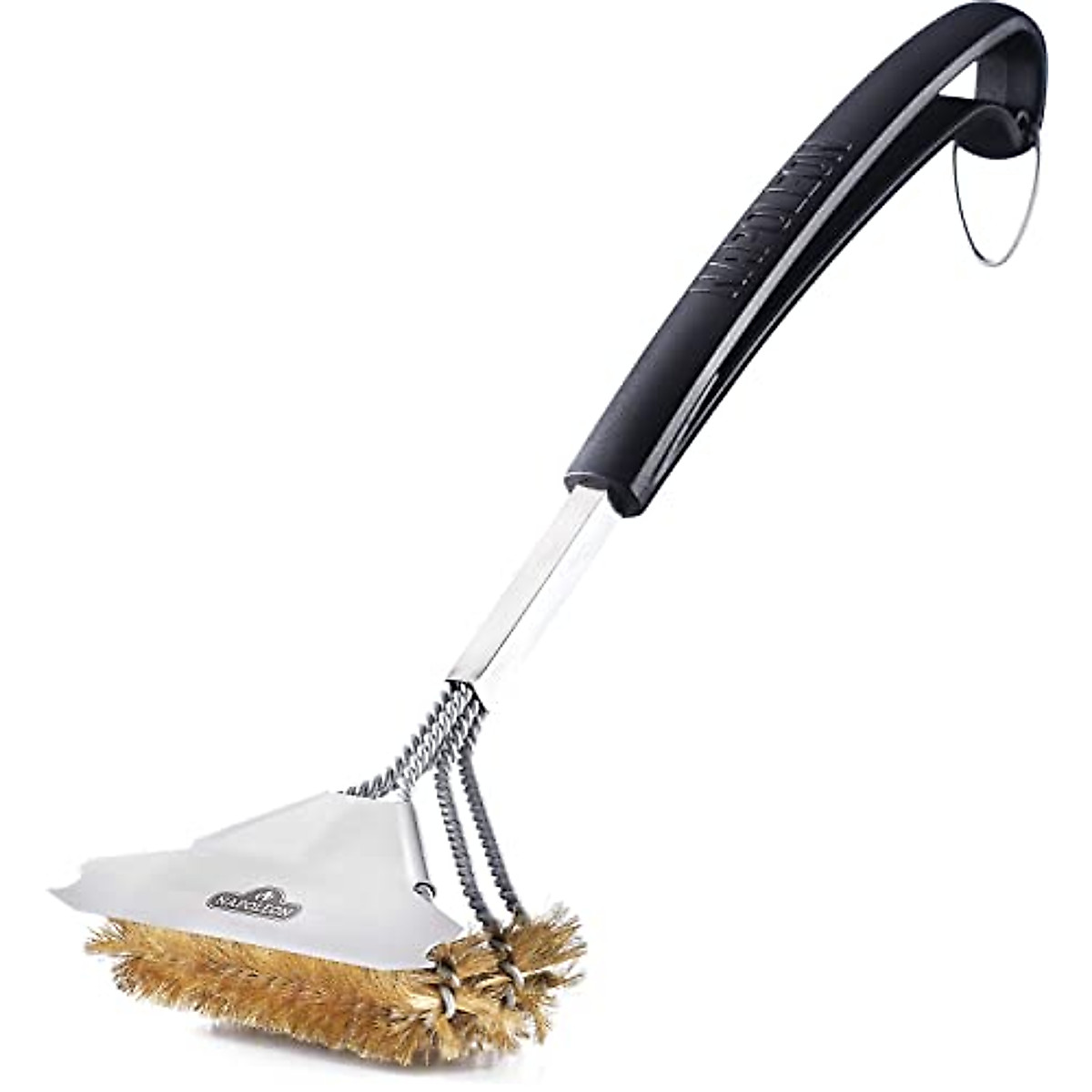 Napoleon Triple-Row BBQ Grill Cleaning Brush with Brass Bristles for Stainless Steel Cooking Grates, Clean Stainless Steel Cooking Grids, Barbecue Cleaning Brush Accessory, Convenient Hanging Loop