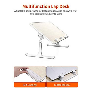 Laptop Desk for Bed, SAIJI Lap Desks Bed Trays for Eating Writing, Adjustable Computer Laptop Stand, Foldable Lap Table in Sofa and Couch（23.6 x 13Teak