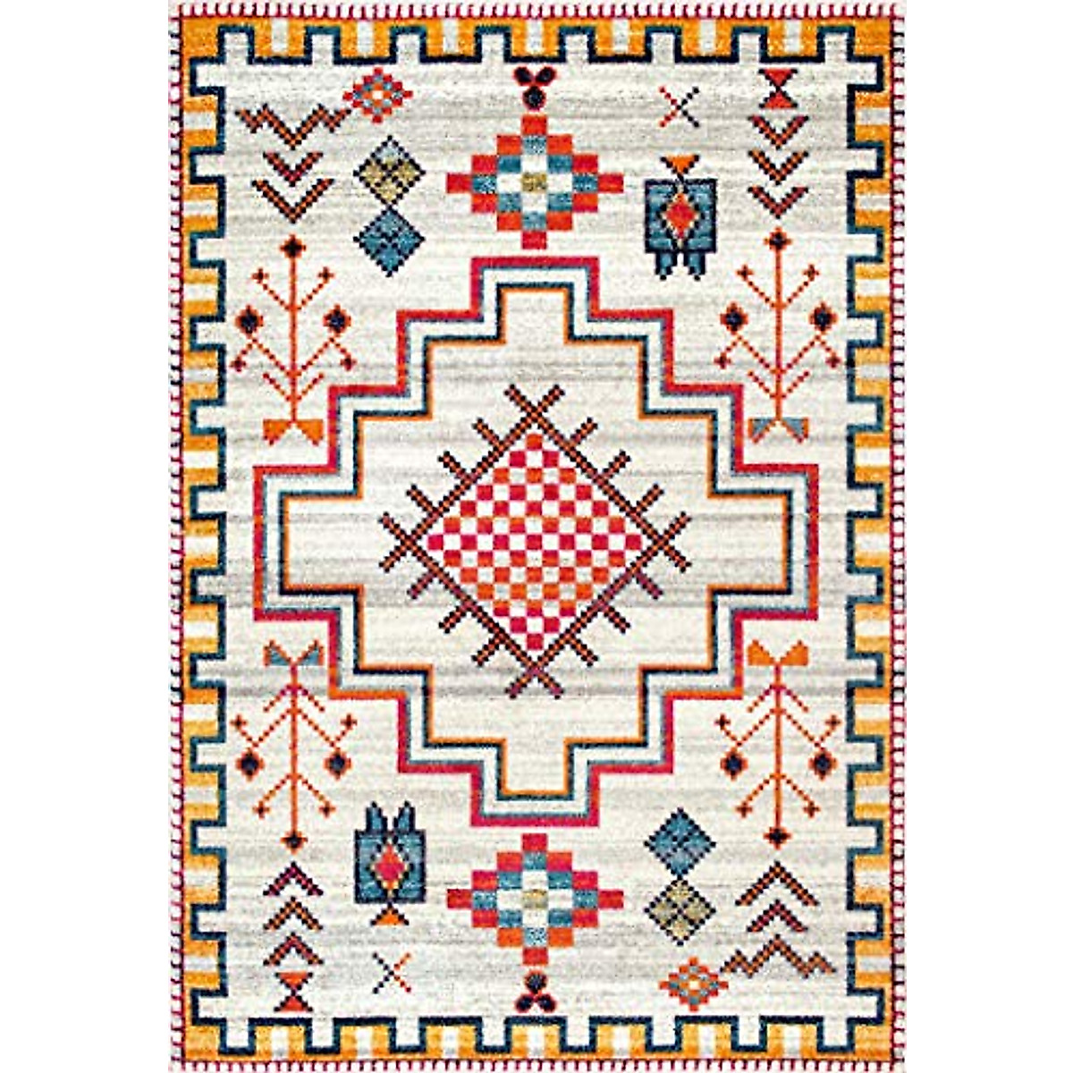 nuLOOM Richelle Tribal Medallion Area Rug, 1 Count(Pack of 1), Silver