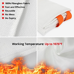 SecuCaptain Emergency Fire Blanket for Home and Kitchen - 2 Pack 40"x40" Flame Suppression Fiberglass Fire Blankets for House Camping Car Office Warehouse Emergency Survival Safety