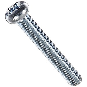 Small Parts Steel Pan Head Machine Screw, Zinc Plated, Meets JIS B1111, #3 Phillips Drive, M6-1 Thread Size, 40 mm Length, Fully Threaded, Imported (Pack of 10)