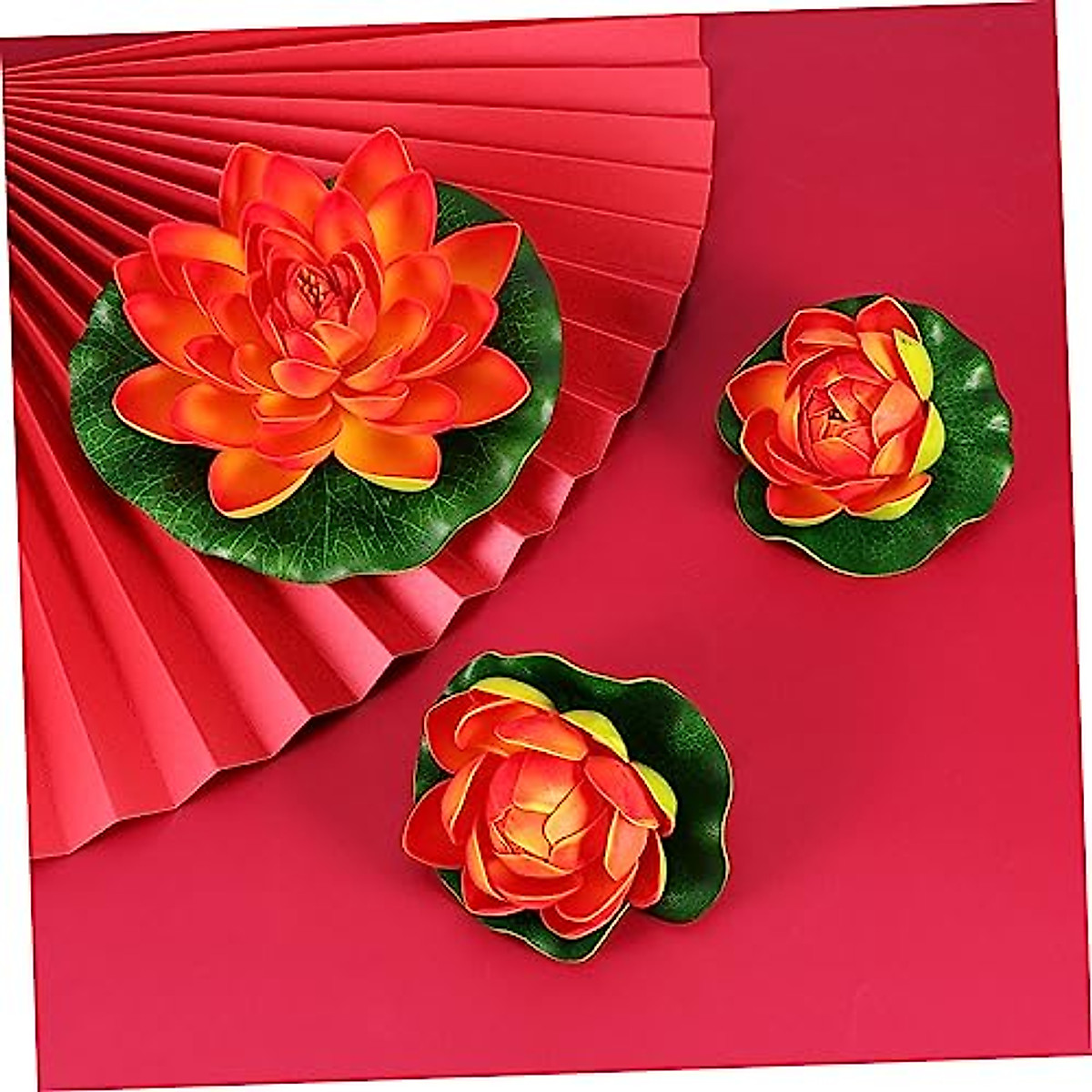 DECHOUS 6pcs White Lantern White Decorations Home Decoration Pool Decorations Artificial Floating Lilly Pads Red Artificial Flower Fake Plant Water Lily Betta Fish Aquatic Plants